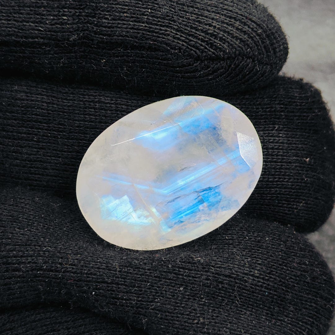 Gorgeous Blue Fire Rainbow Moonstone Cut Gemstone Size 26x19x8 MM Oval ...
