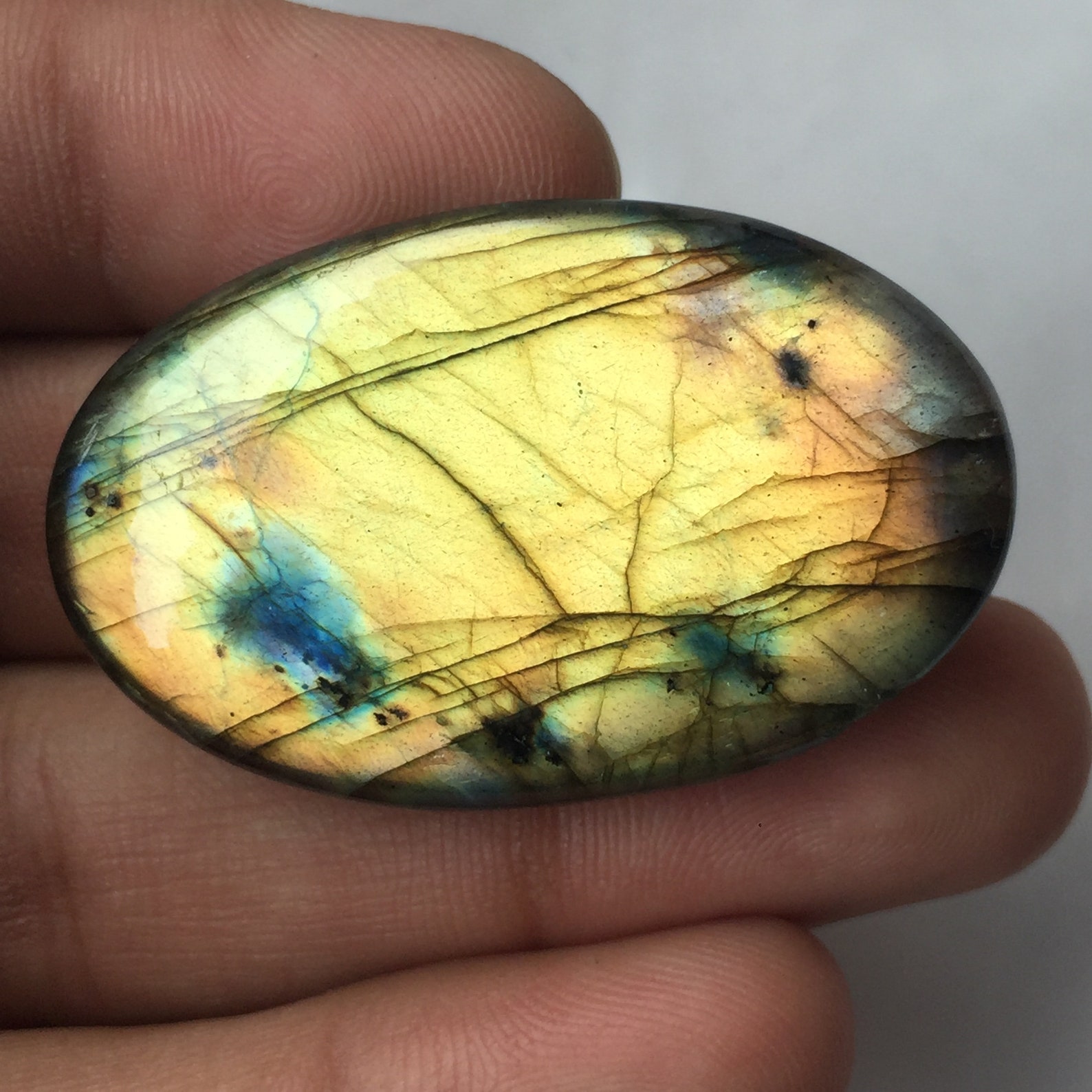 Yellow Flashy Labradorite Cabochon Gemstone Size 43x27x8 MM | Etsy