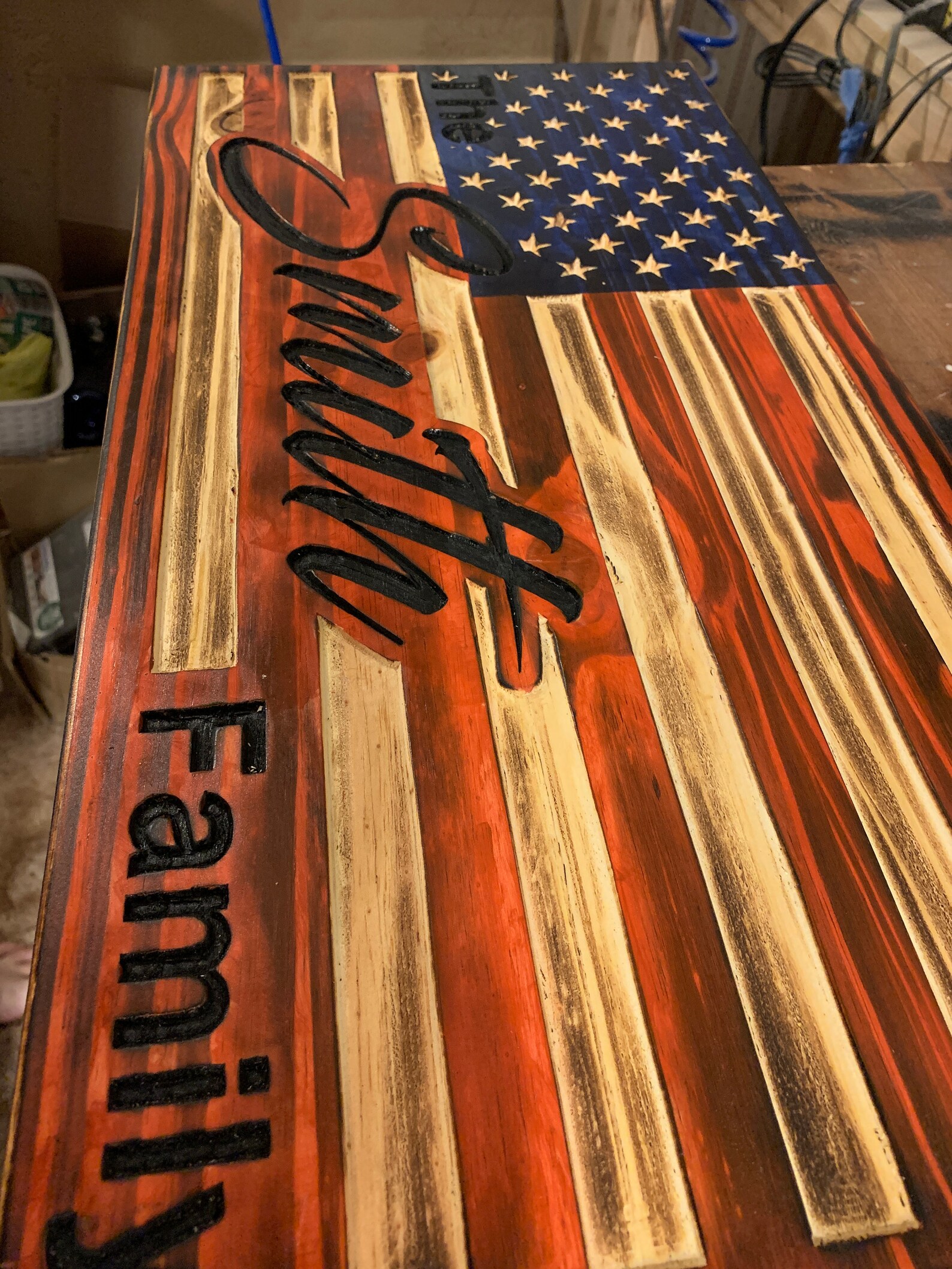 Carved Giant Family Name Flag. Customizable Rustic Flag - Etsy