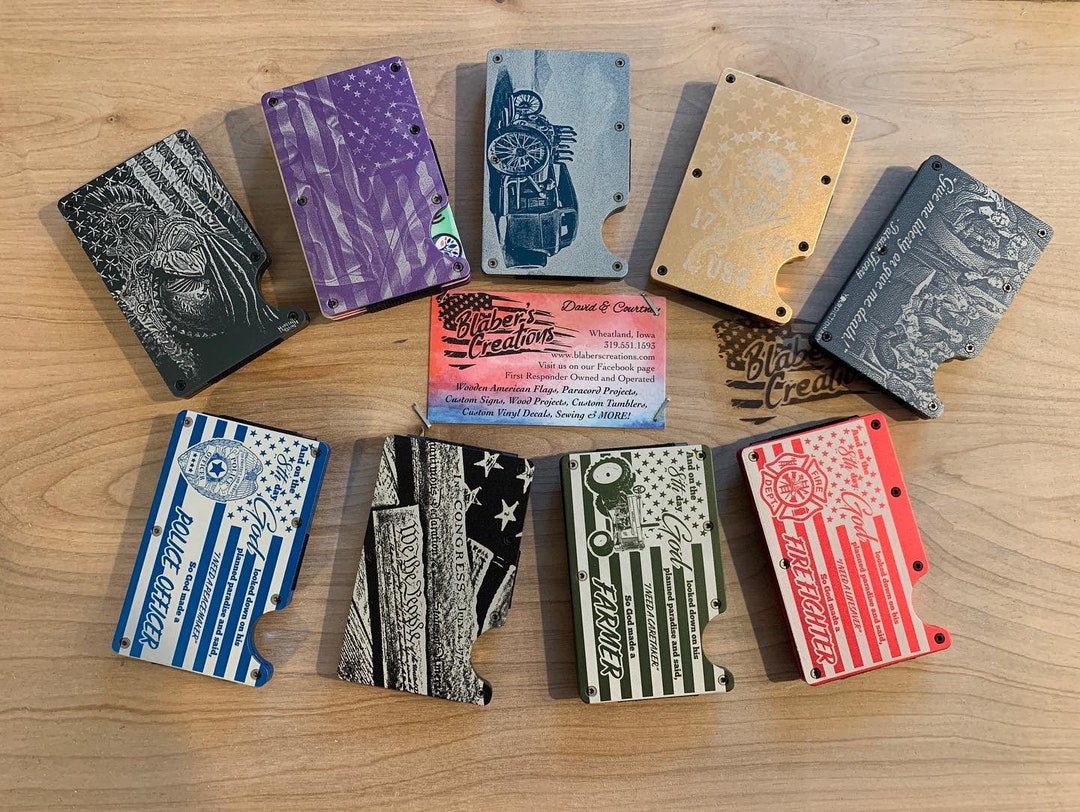 Slim Metal Wallet, Laser Etched Personalized RFID Blocking, Groomsmen ...