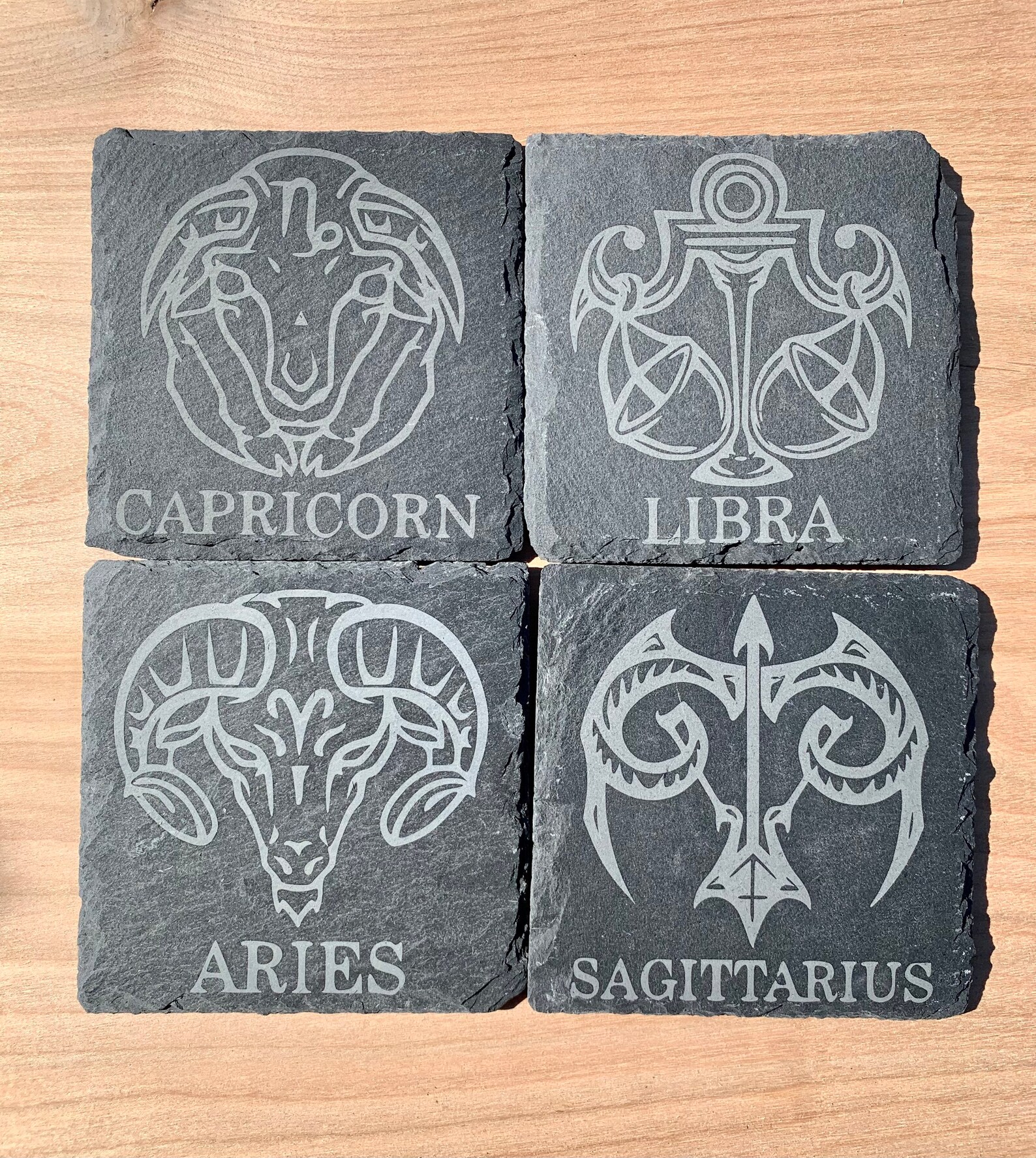 Zodiac Sign Slate Stone Coasters. Mix and Match! 4”x4”. Birthday ...
