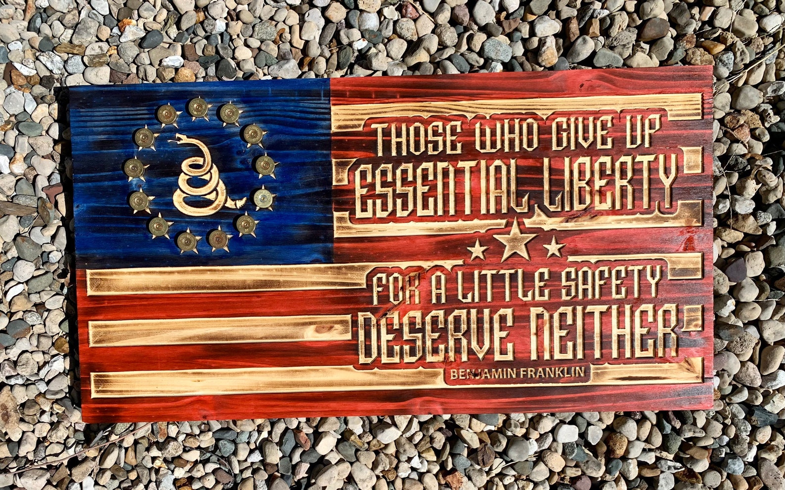 Self defense shotgun shell casing rustic American flag burnt | Etsy