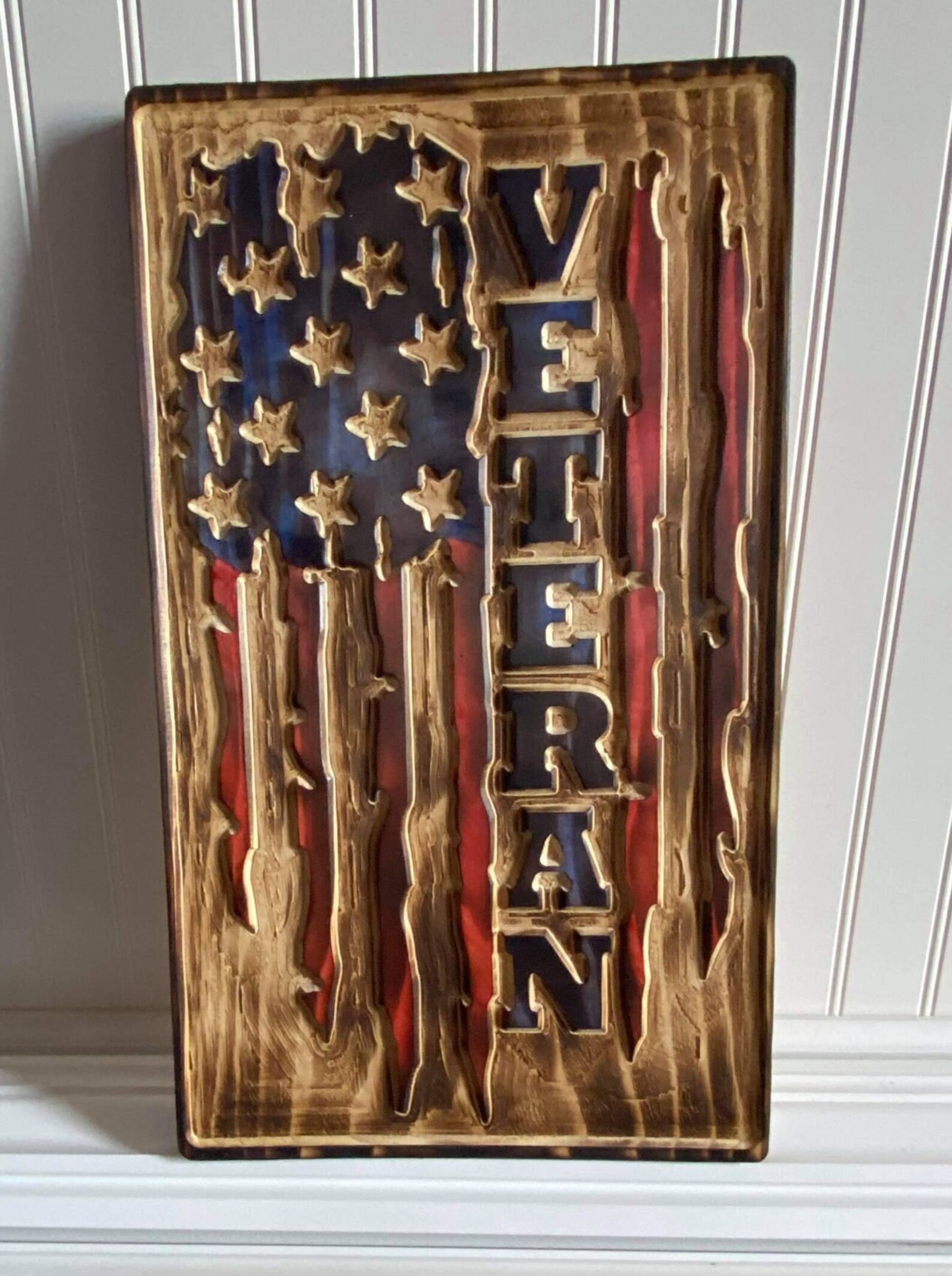 Rustic American Flag Plaques, Veteran Appreciation and Honor, Cross ...
