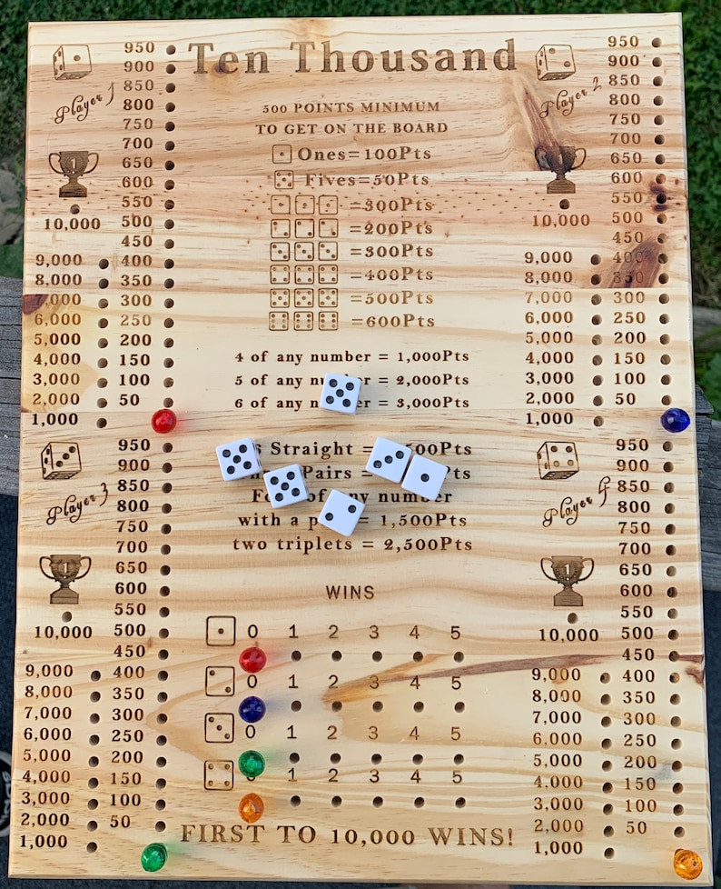 Dice 10,000 - Dix Mille - 5-dice - 10,000 Dice - Ten Grand - FARKLE ...