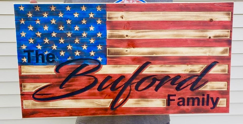 Carved Giant Family Name Flag. Customizable Rustic Flag - Etsy