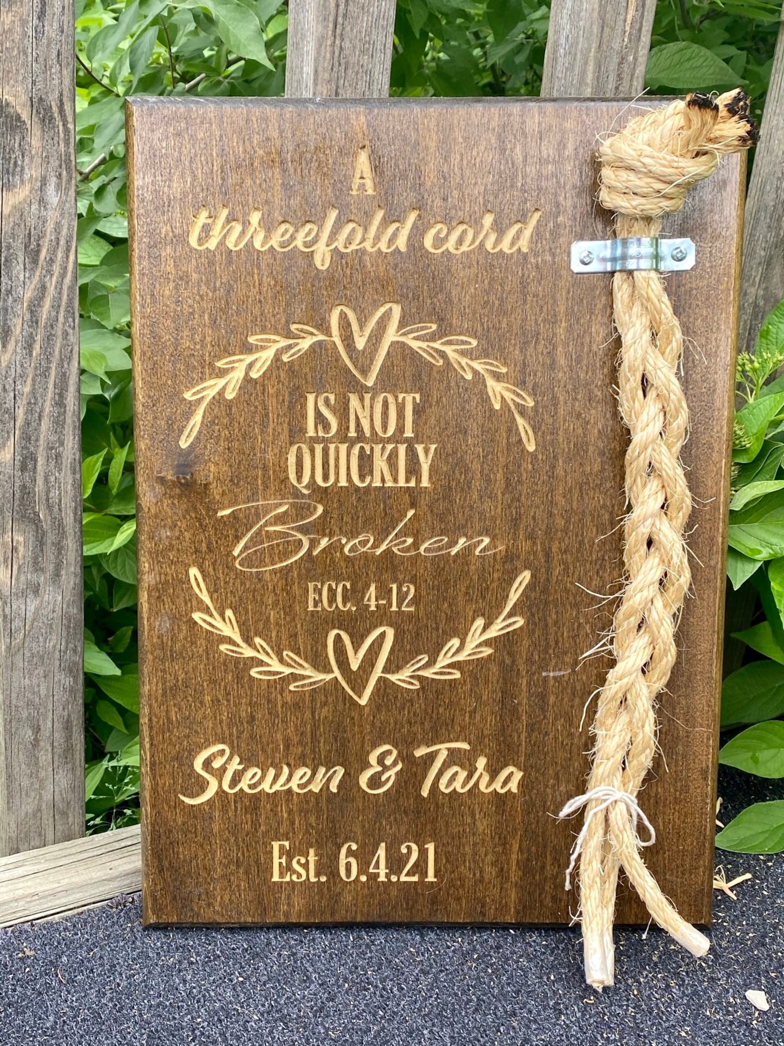 Threefold Cord Braided Three Cord Wedding Plaque. 100% - Etsy UK