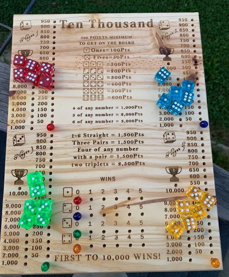 Dice 10,000 - Dix Mille - 5-dice - 10,000 Dice - Ten Grand - FARKLE ...