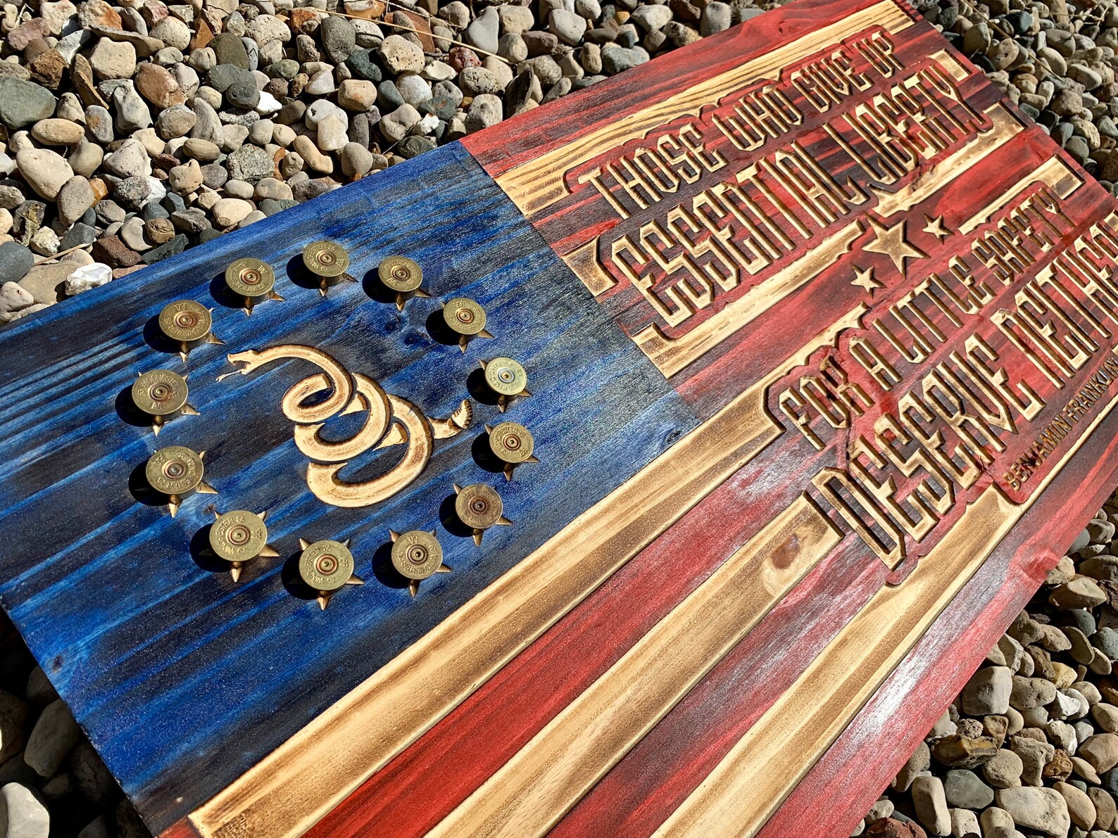 Self defense shotgun shell casing rustic American flag burnt | Etsy