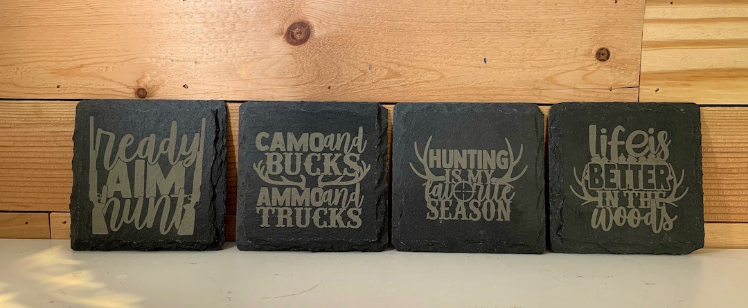 Slate Hunting Coasters, Laser Engraved, Set of Four. Non Scratch Legs ...