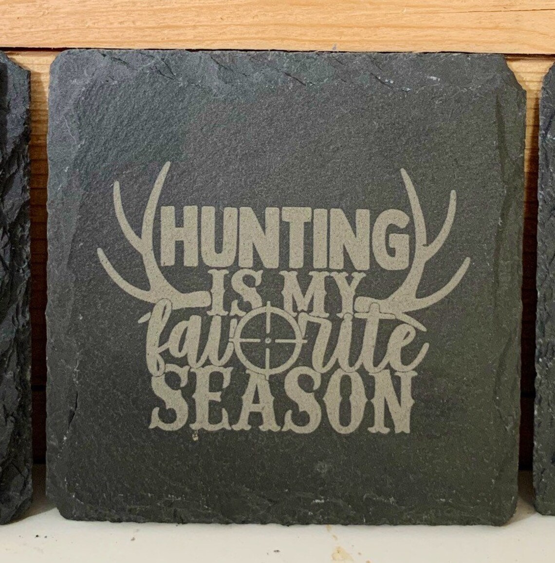 Slate Hunting Coasters laser engraved set of four. Non | Etsy