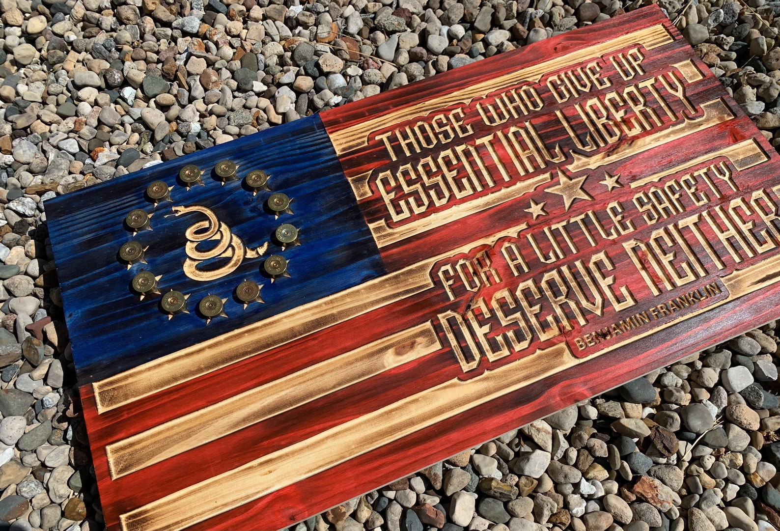 Self defense shotgun shell casing rustic American flag burnt | Etsy