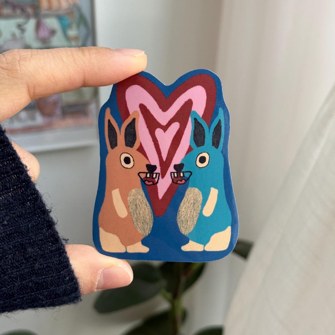 Rabbit Love Vinyl Sticker | Animal Vinyl Sticker | Laptop Sticker ...