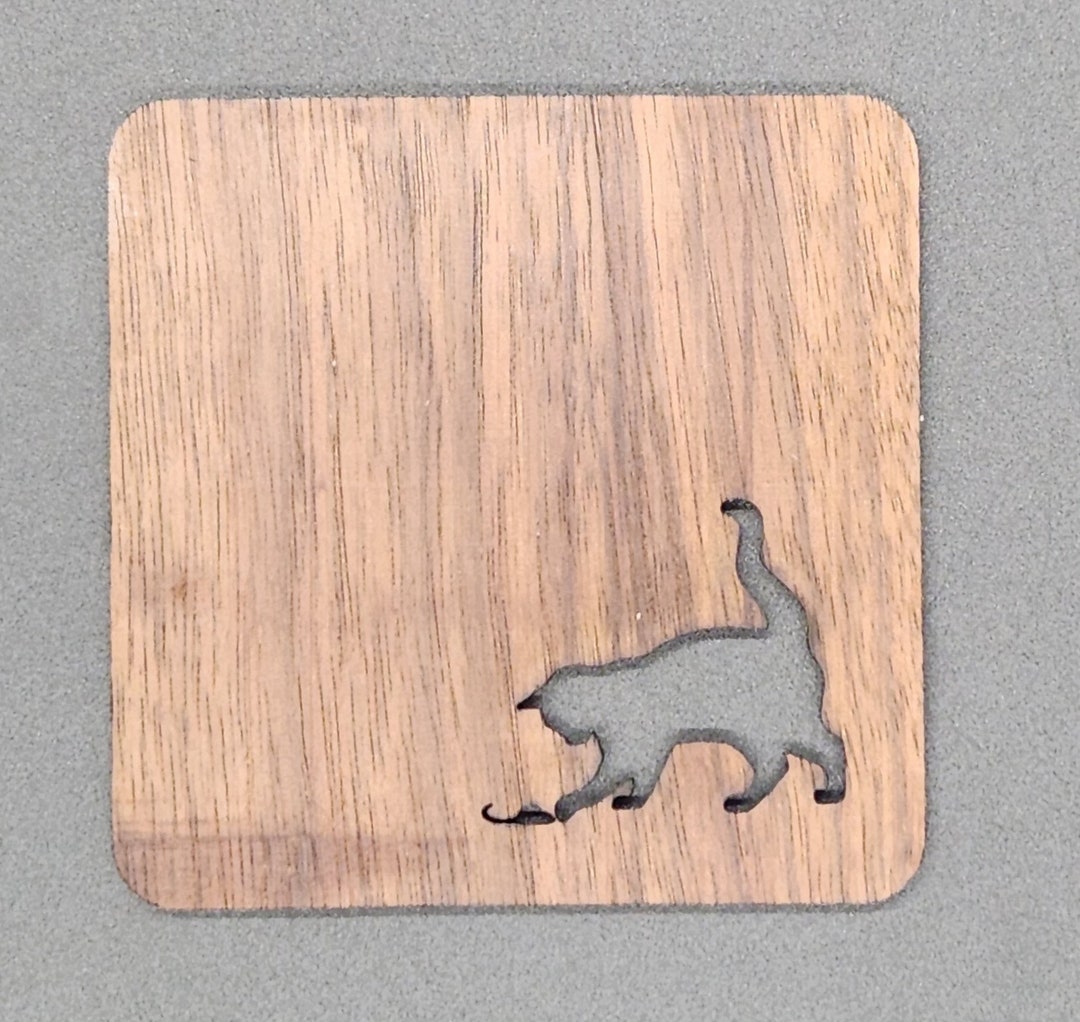 Laser Engraved Square Solid Walnut or Cherry Cat Coasters, Set of 4 - Etsy