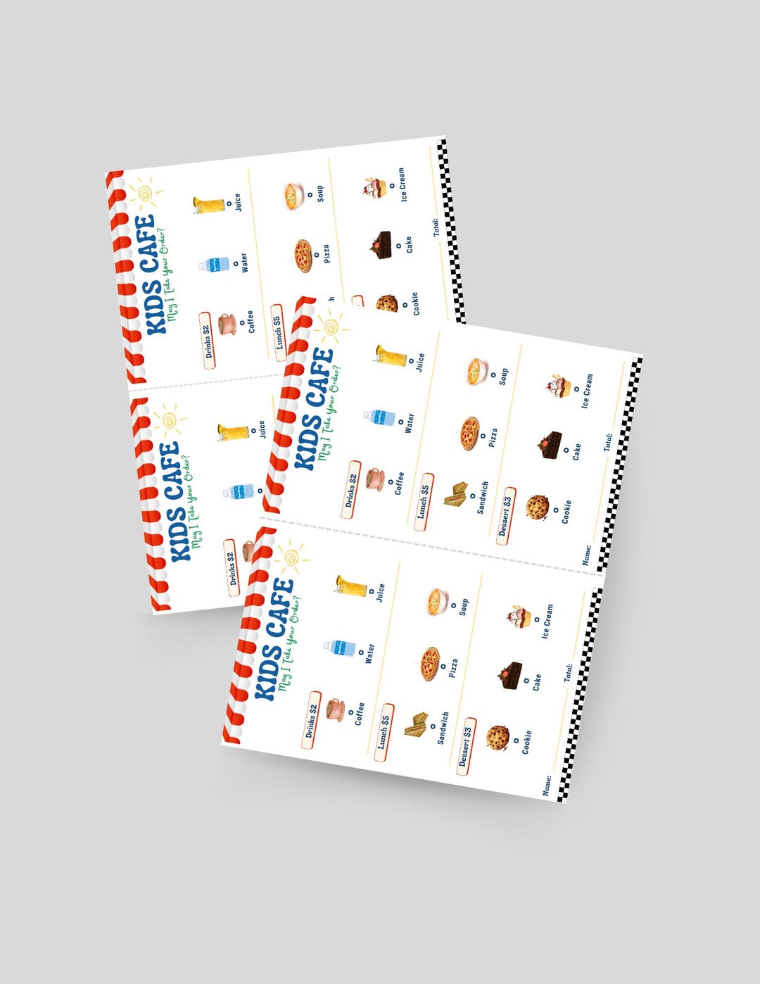 Printable Kids Pretend Play Menu Order Form - 2 per Page PDF 8.5"x11 ...