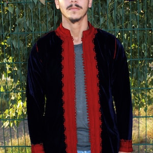 Dark Blue Moroccan Velvet Jacket Moroccan Embroidered Jacket - Etsy