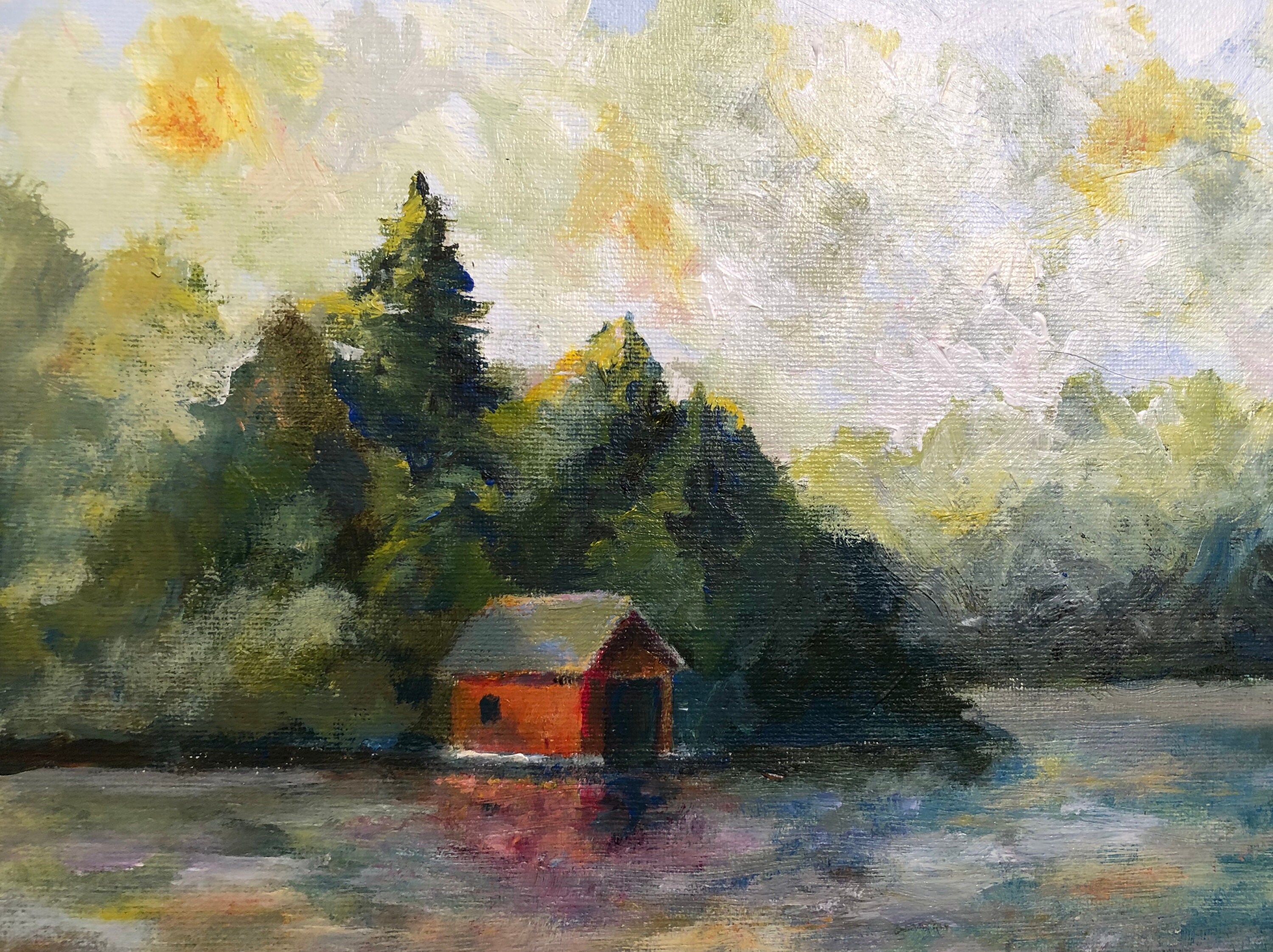 Boathouse on Fourth Lake, Art Print of Original Painting - Etsy