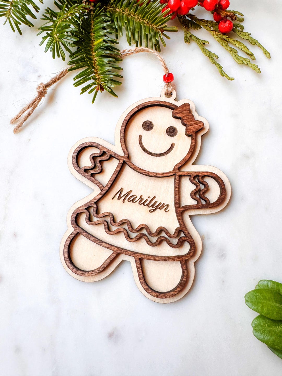 Personalized Gingerbread Man Ornament, Wooden Christmas Stocking Tag - Etsy