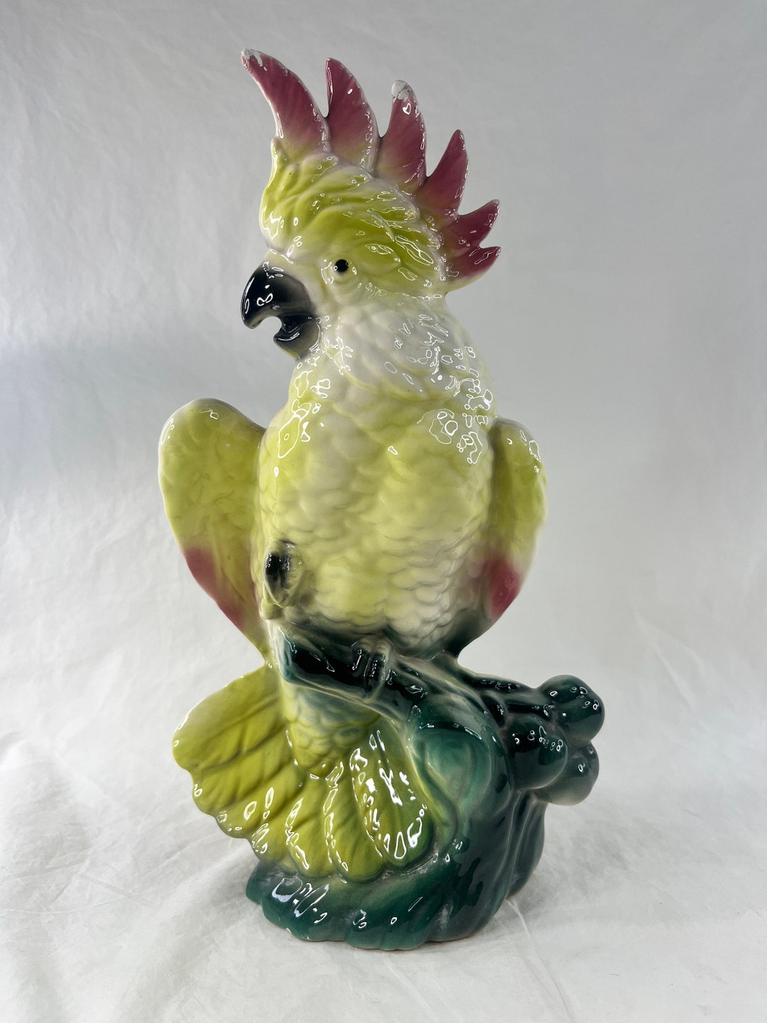 Mid-century Yellow Ceramic Tropical Cockatiel Planter by California ...