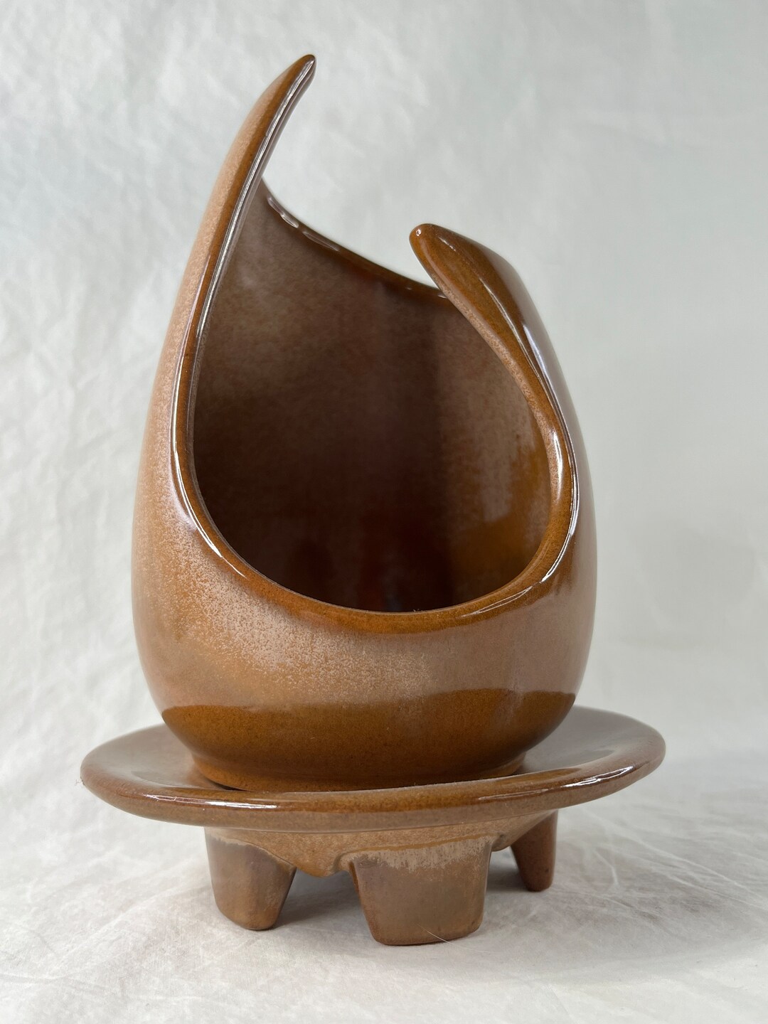 Frankoma Brown #302 Candle Tea Light Holder Spoon Rest #312 Pillar ...
