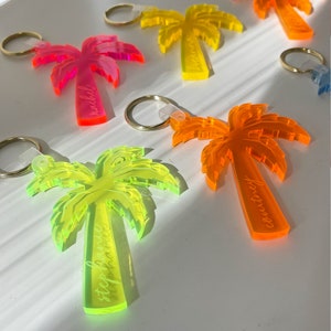Neon Palm Tree Keychain: Personalized Bachelorette Party Favors - Etsy