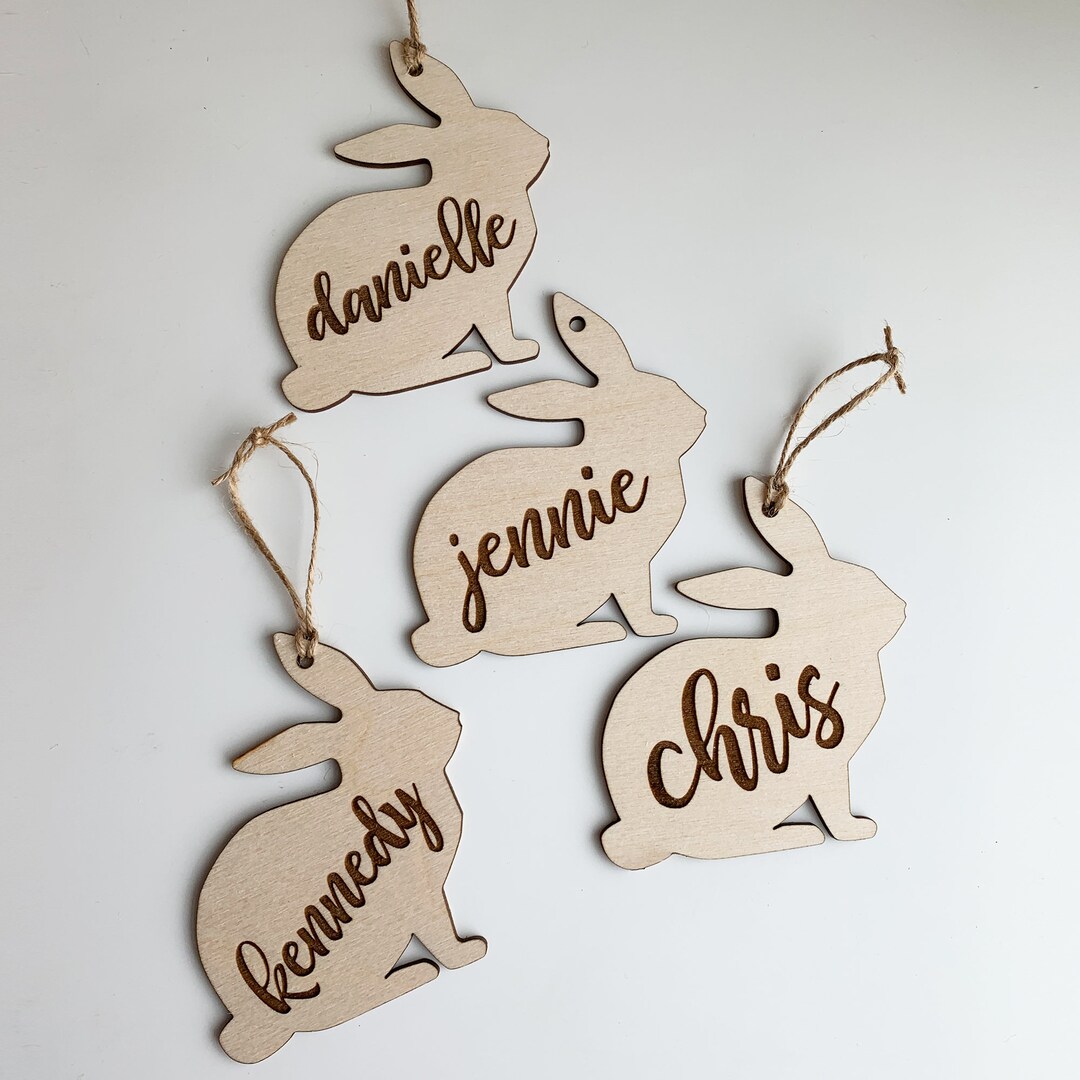 Easter Basket Tag Personalized, Natural Wood Engraved Name Tags, Easter ...