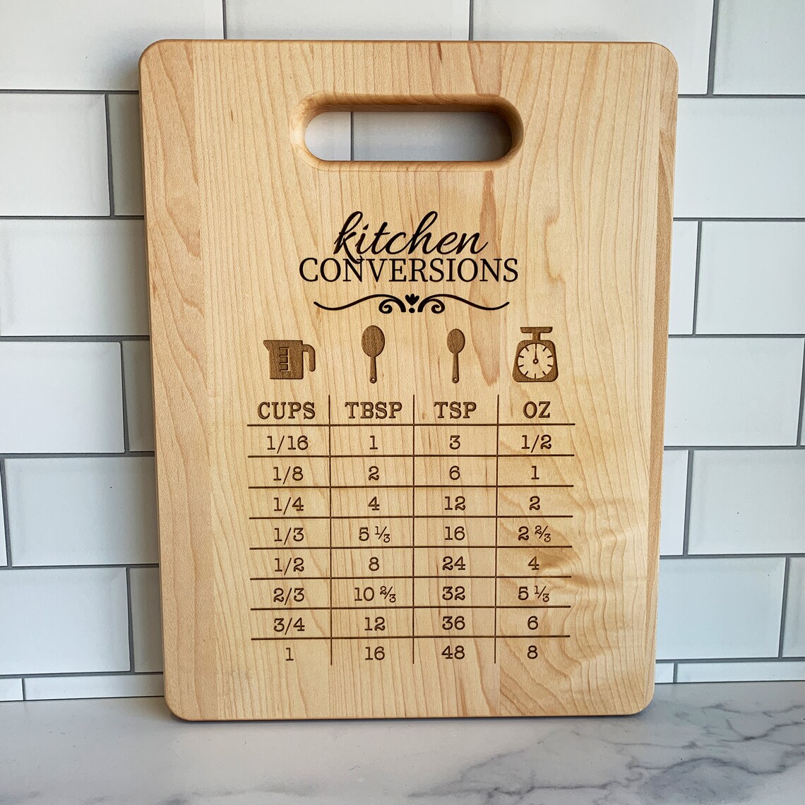 Kitchen Conversion Chart Cutting Board Kitchen Conversion - Etsy