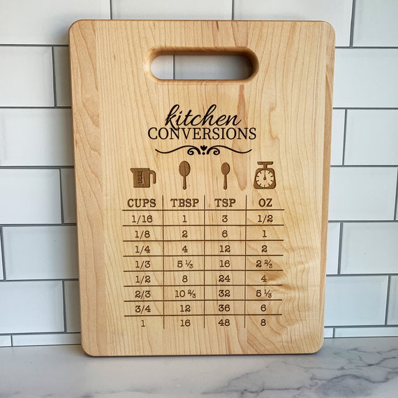Kitchen Conversion Chart Cutting Board Kitchen Conversion | Etsy
