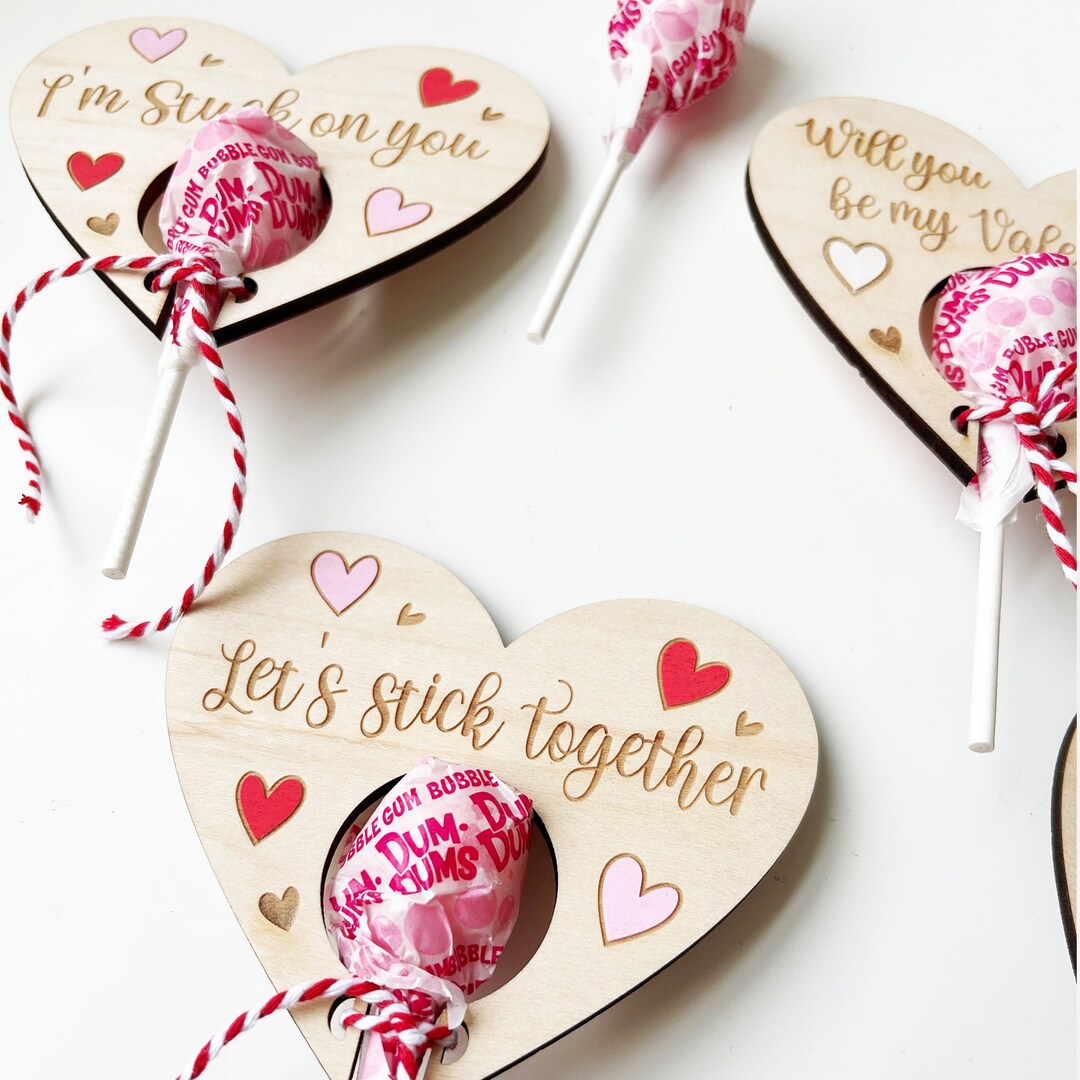 Engraved Maple Wood Lollipop Valentine for Kids (lollipop NOT Included ...
