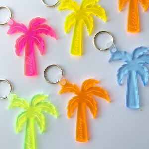 Neon Palm Tree Keychain: Personalized Bachelorette Party Favors - Etsy