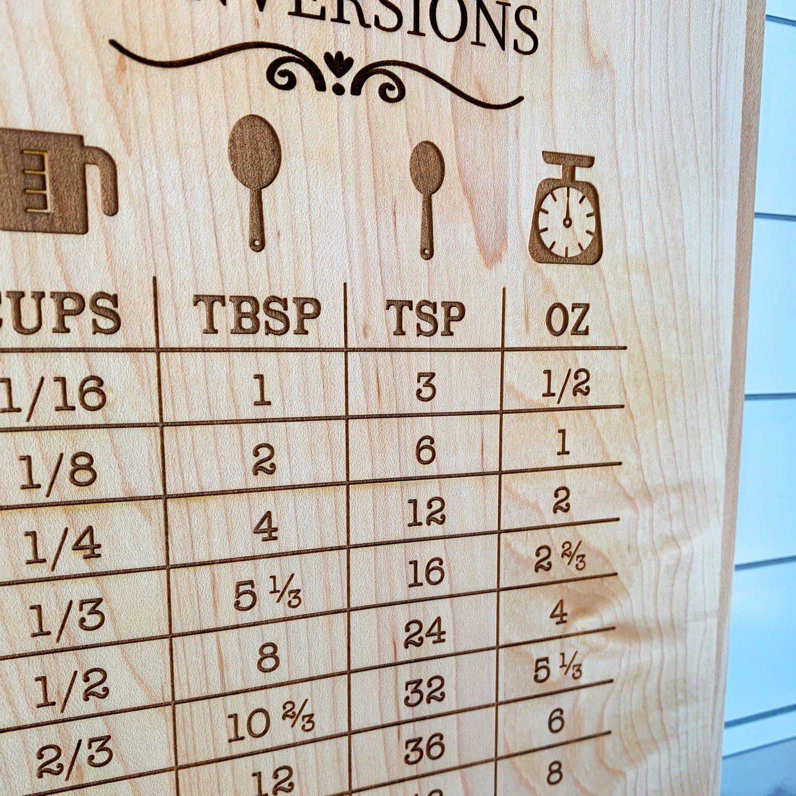 Kitchen Conversion Chart Cutting Board Kitchen Conversion | Etsy