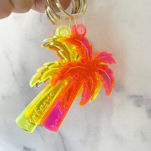 Neon Palm Tree Keychain: Personalized Bachelorette Party Favors - Etsy