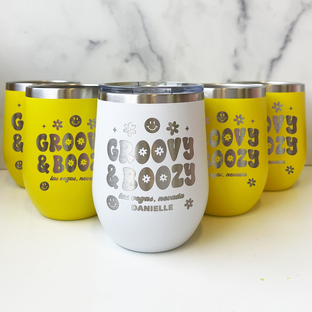 Groovy Retro Bachelorette Party Wine Tumblers, Personalized ...