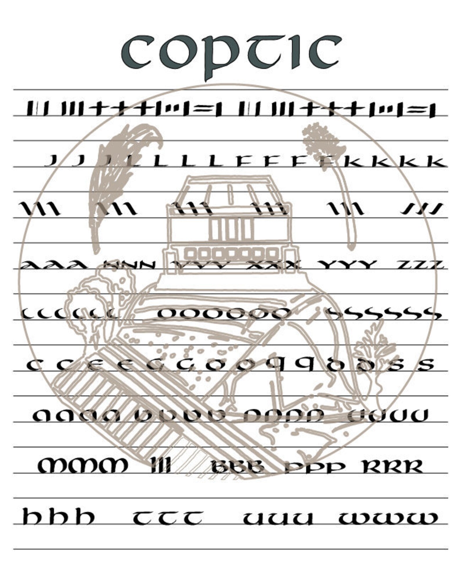 COPTIC Calligraphy Handwriting Tutorial Print - DIGITAL DOWNLOAD - Etsy