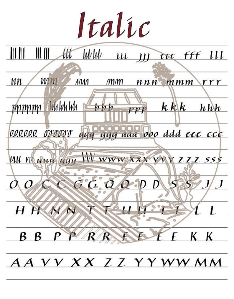 ITALIC Calligraphy Handwriting Tutorial Print - DIGITAL DOWNLOAD - Etsy