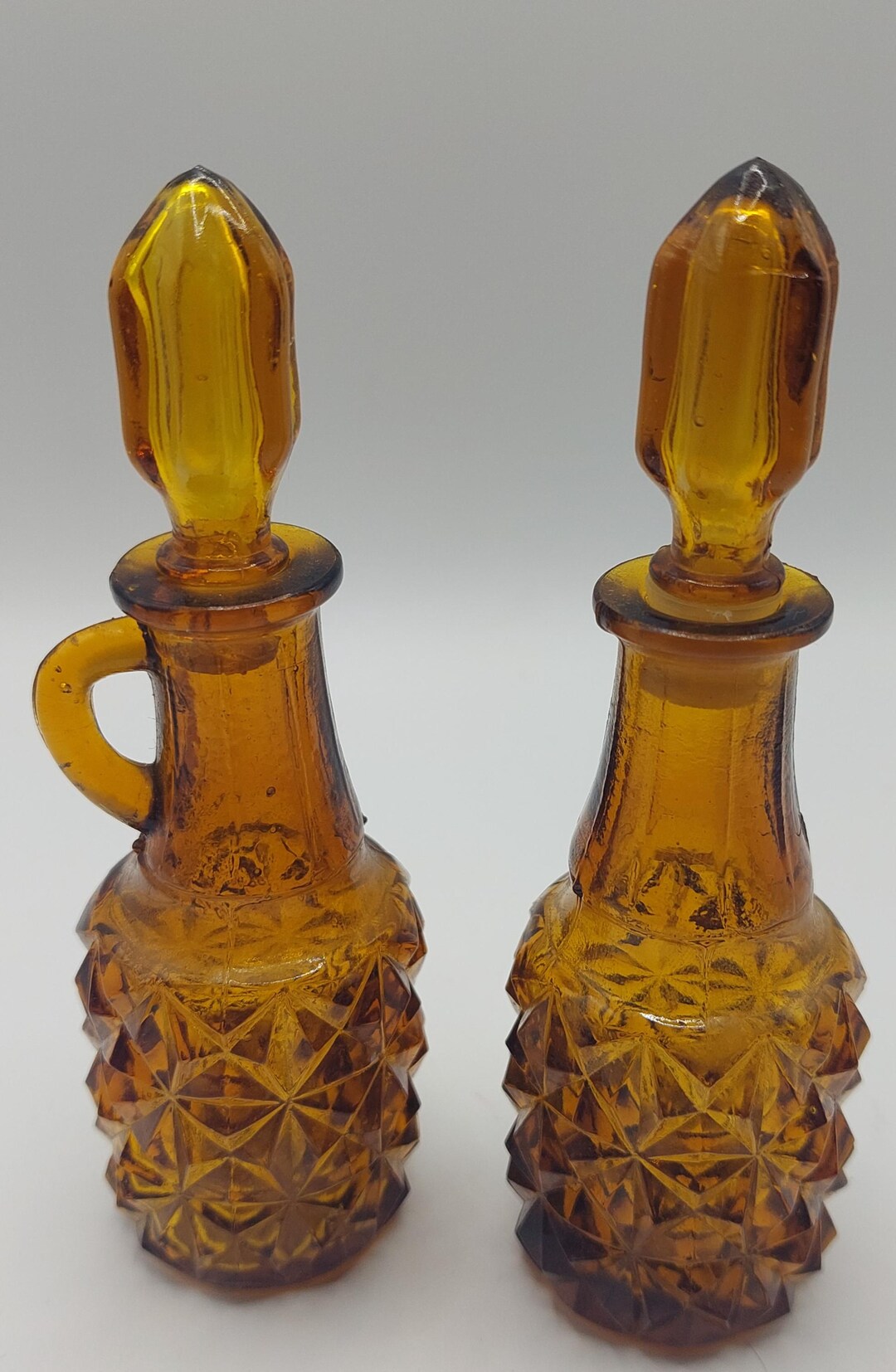 Vintage Amber Mini Cruets- Pair - Etsy