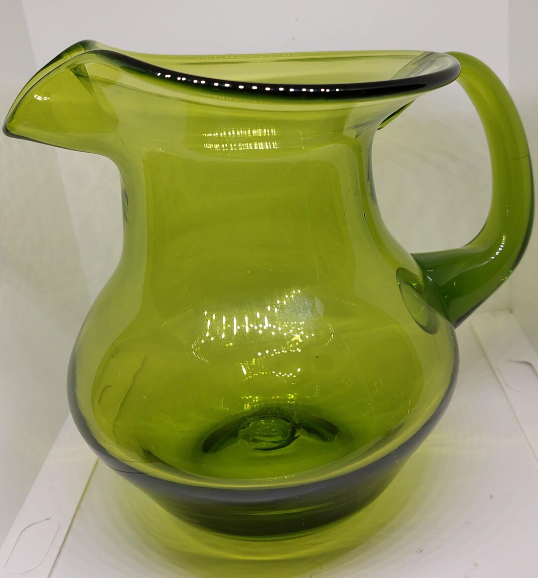 Vintage Rainbow Blown Glass Pitcher With Applied Handle 6.75" Tall - Etsy