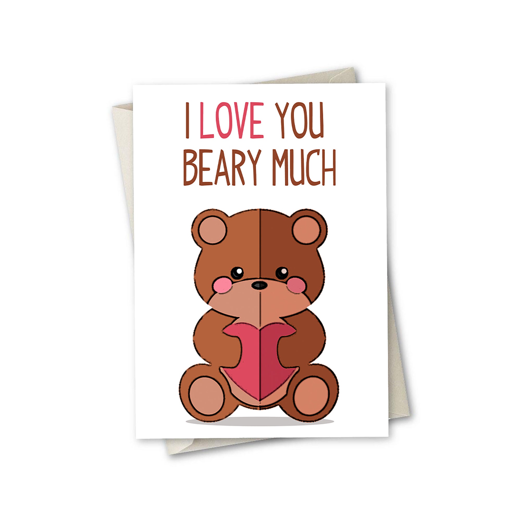 I Love You Beary Much Greeting Card Valentines Day Card Cute Etsy