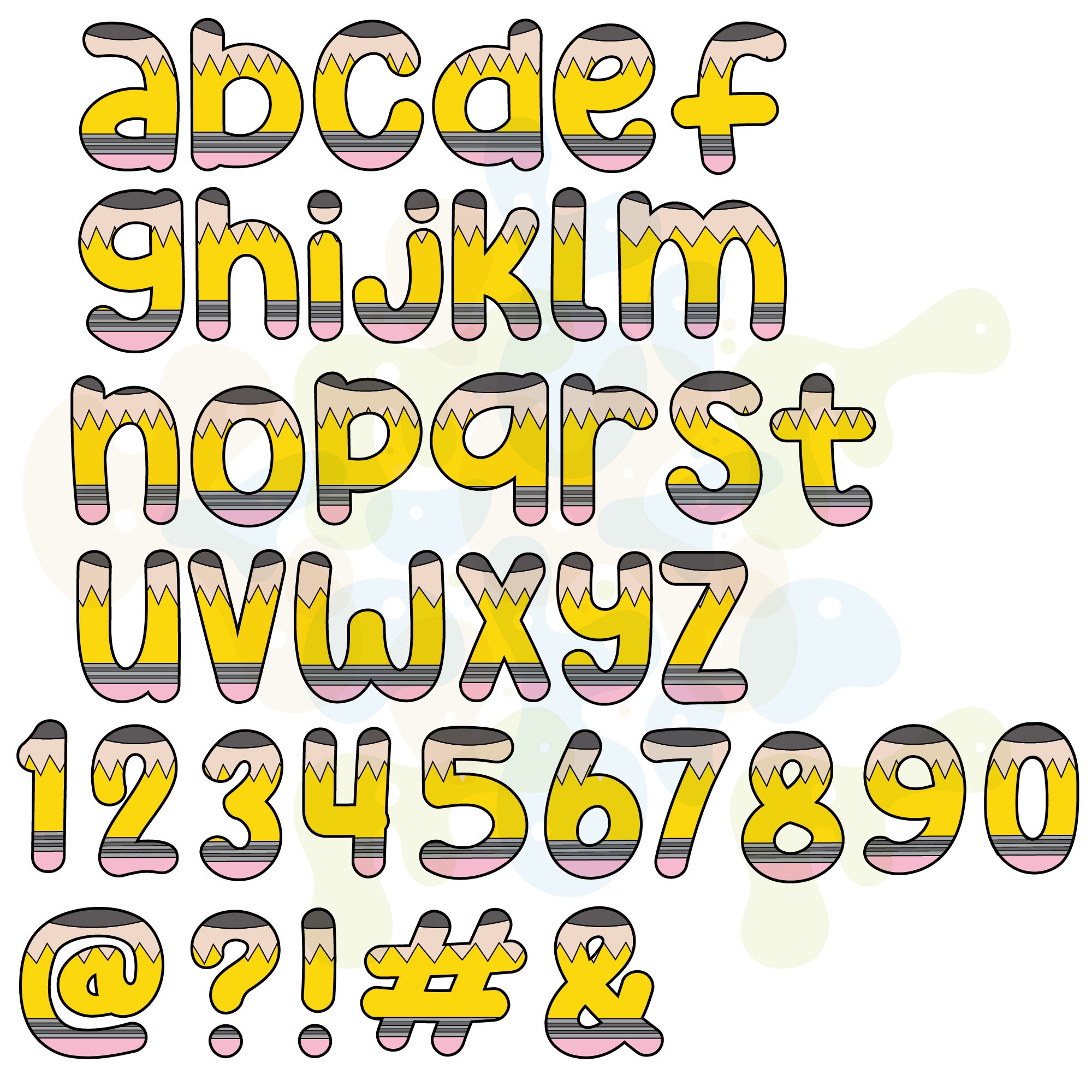 Pencil Letters, Back to School PNG Letters, School Letters, Letters for ...