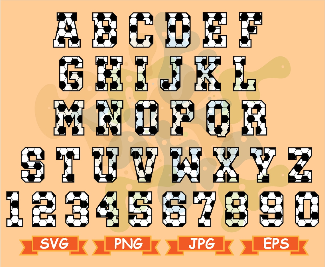 Soccer Numbers Svg, Soccer Font Alphabet, Football Font, Sports Font ...
