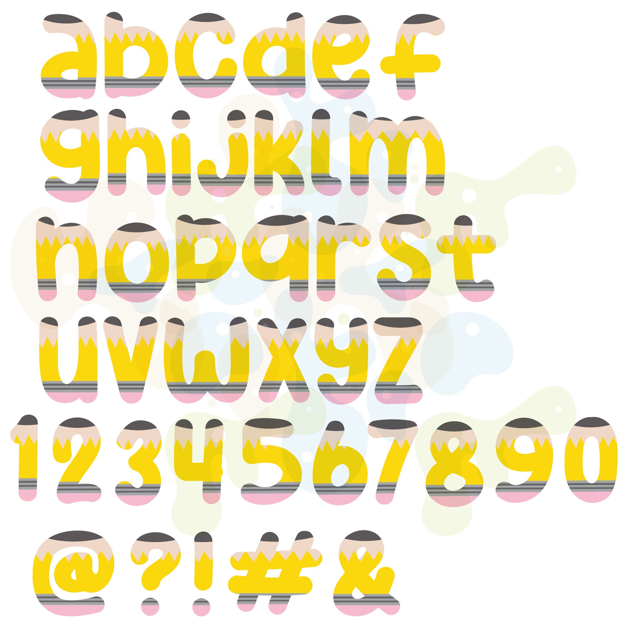 Pencil Letters, Back to School PNG Letters, School Letters, Letters for ...