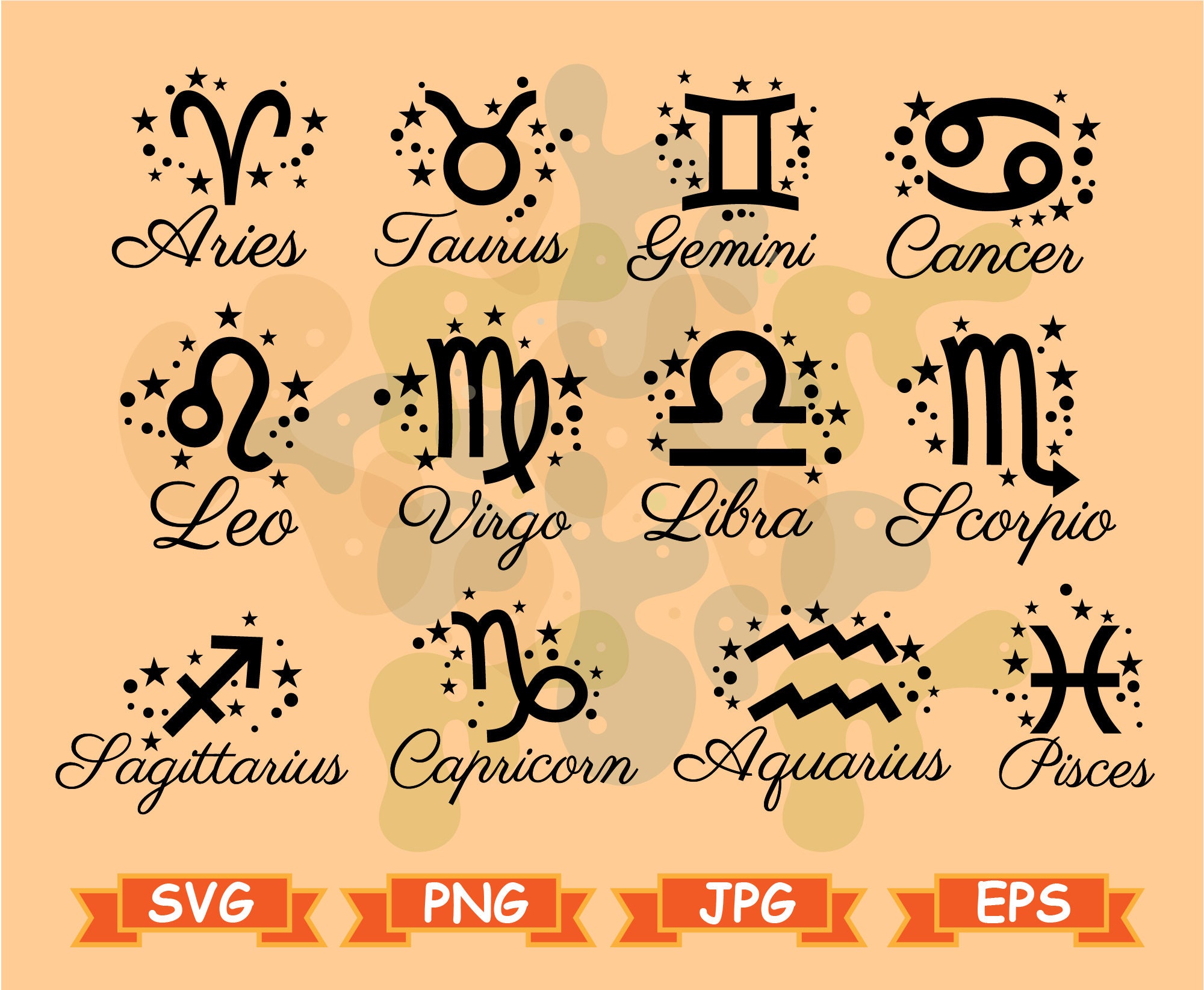 Zodiac Star Sign Svg, Zodiac Svg, Horoscope Svg, Astrology Svg, Zodiac ...