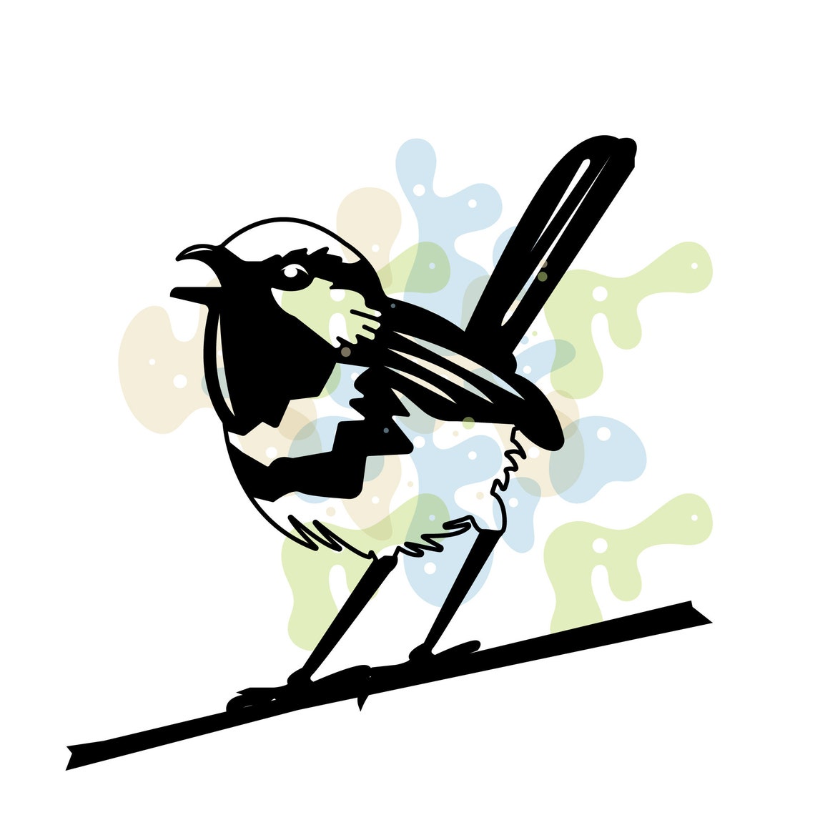 Blue Wren Svg Files for Cricut, Australian Bird on Branch Vector for ...