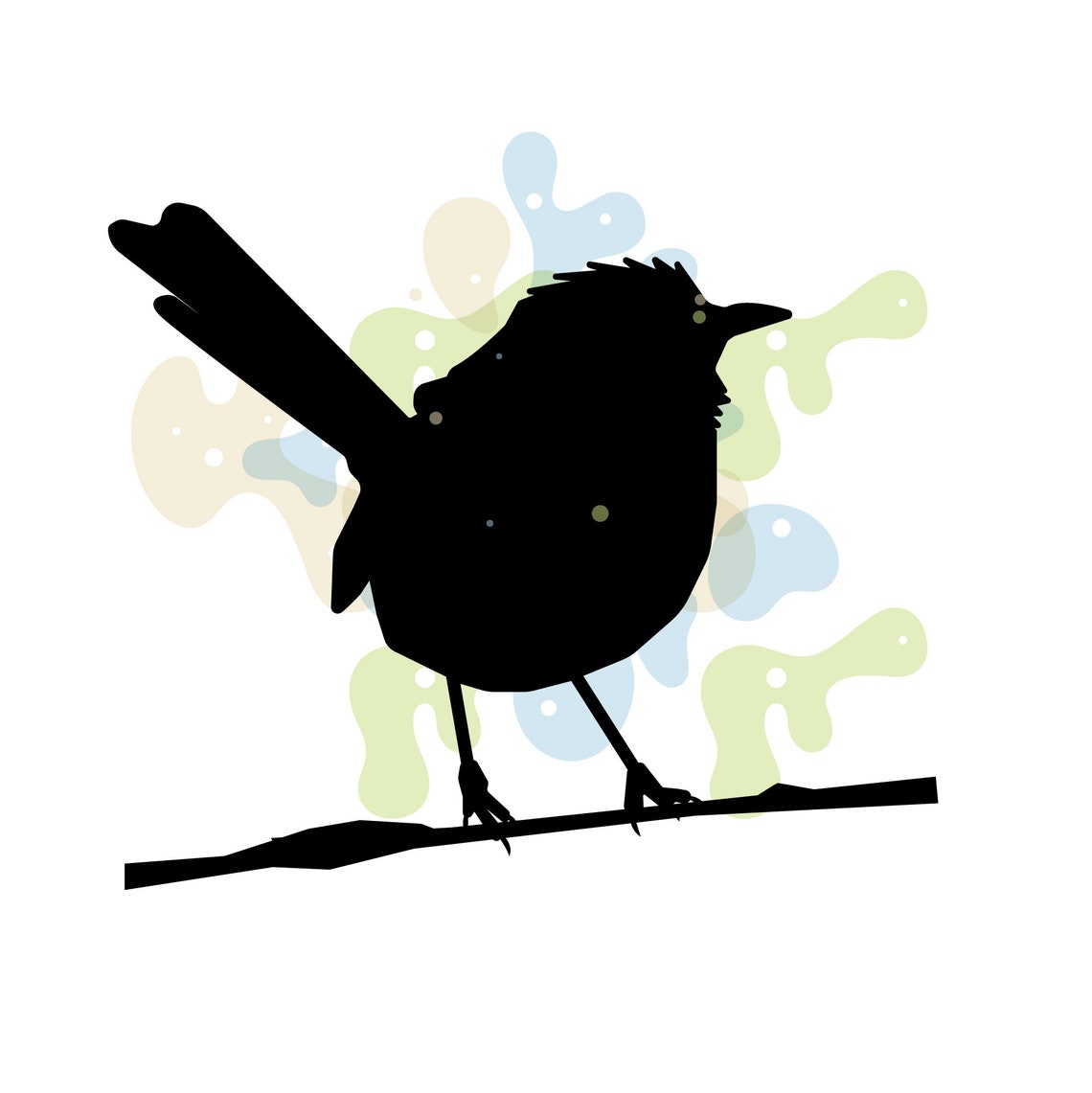 Blue Wren Svg Files for Cricut, Australian Bird on Branch Vector for ...
