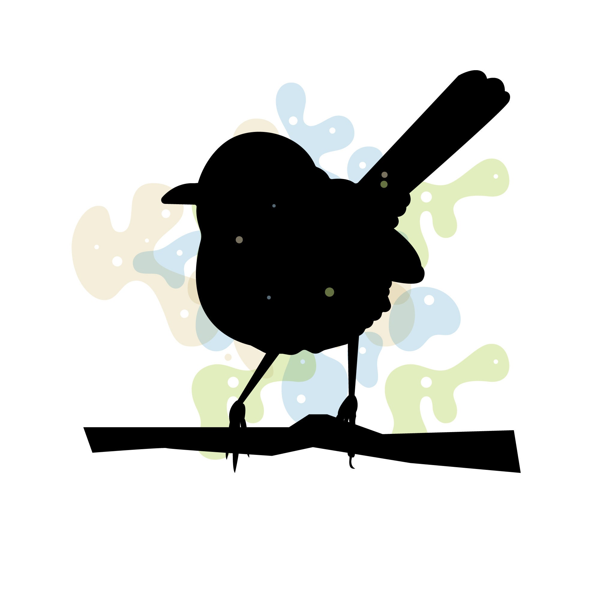 Blue Wren Svg Files for Cricut, Australian Bird on Branch Vector for ...