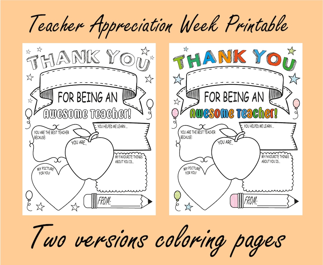 Teacher Appreciation Week Gift Teacher Appreciation Printable Thank You ...