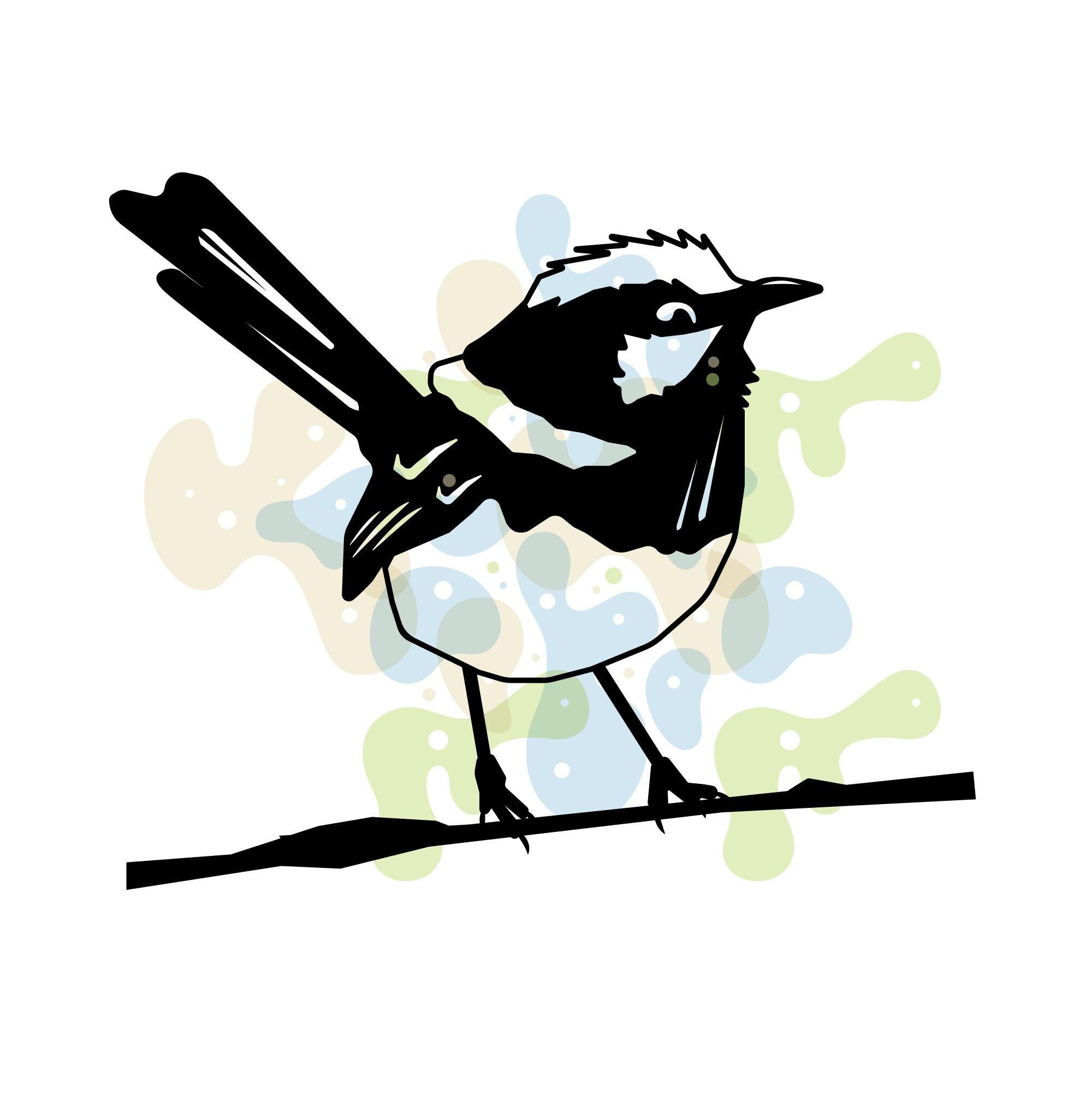 Blue Wren Svg Files for Cricut, Australian Bird on Branch Vector for ...