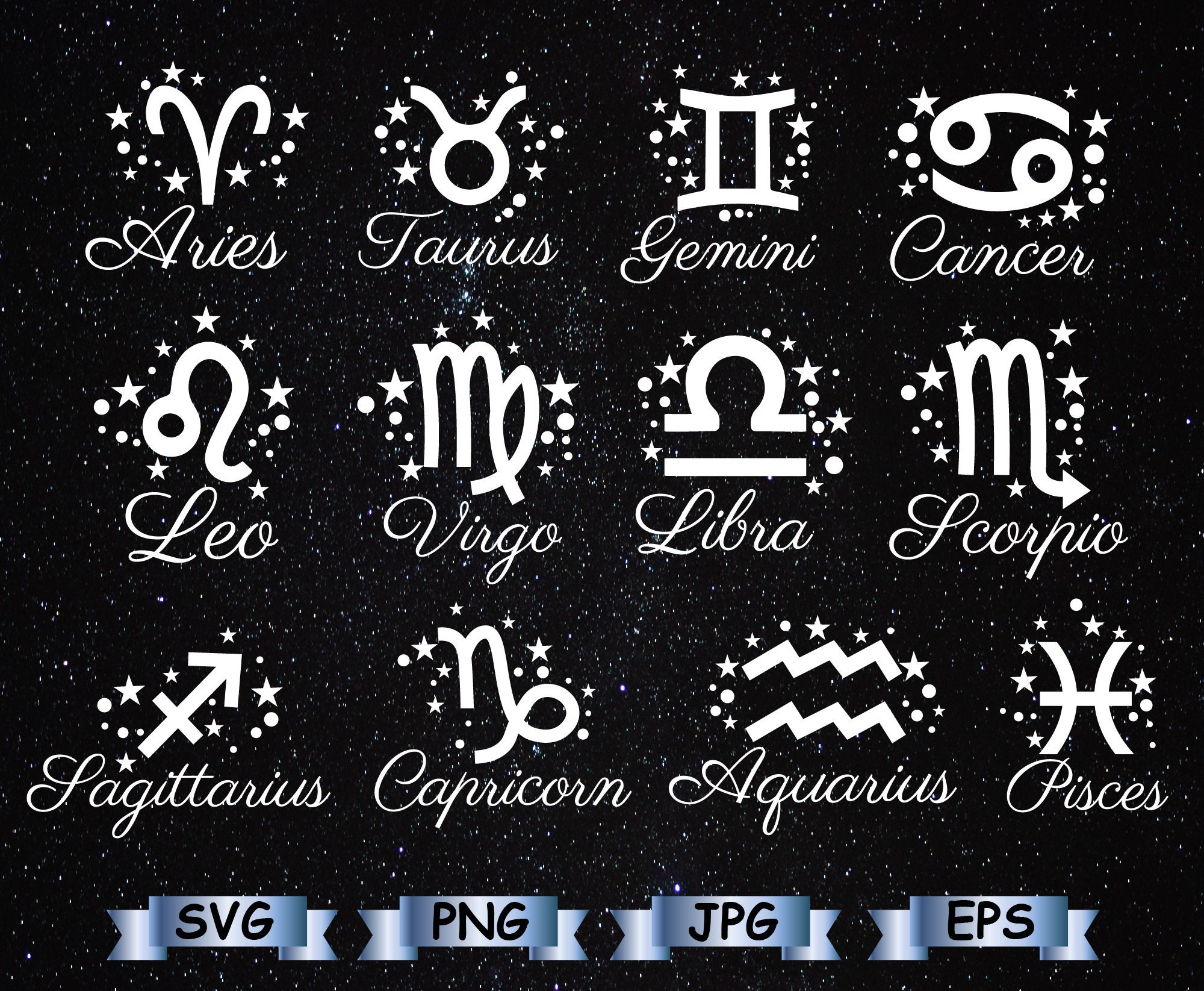Zodiac Star Sign Svg, Zodiac Svg, Horoscope Svg, Astrology Svg, Zodiac ...