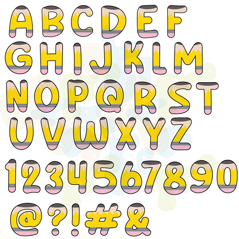 Pencil Letters, Back to School PNG Letters, School Letters, Letters for ...