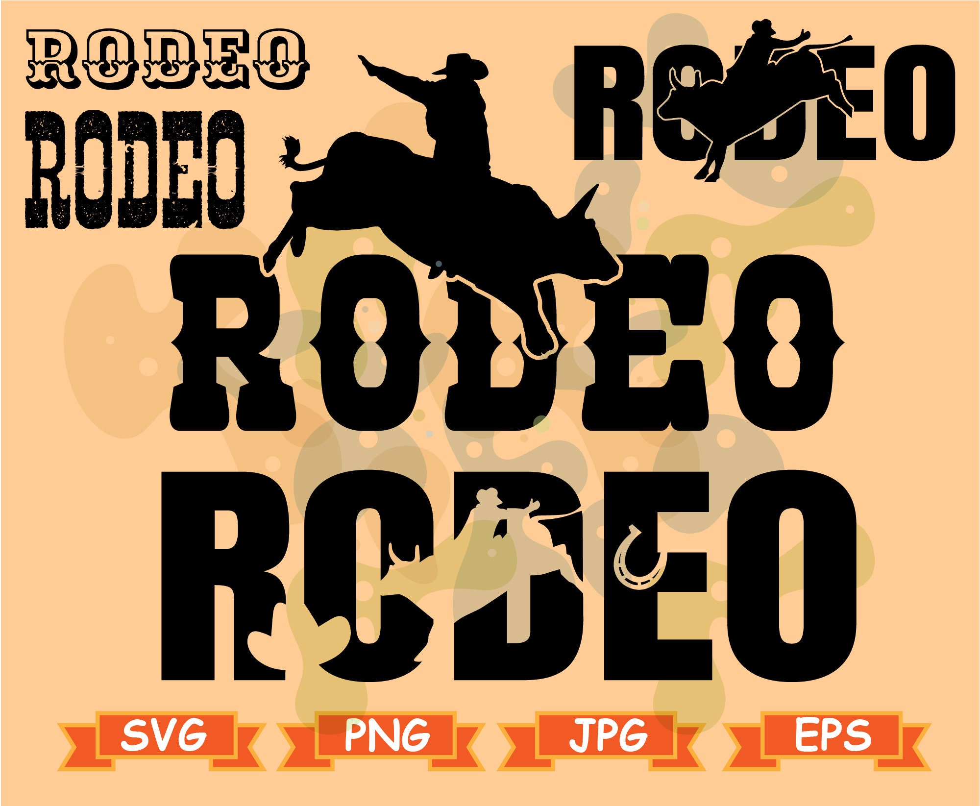 Rodeo Silhouette , Rodeo Clipart, Rodeo Svg, Southern Svg, Western Svg ...