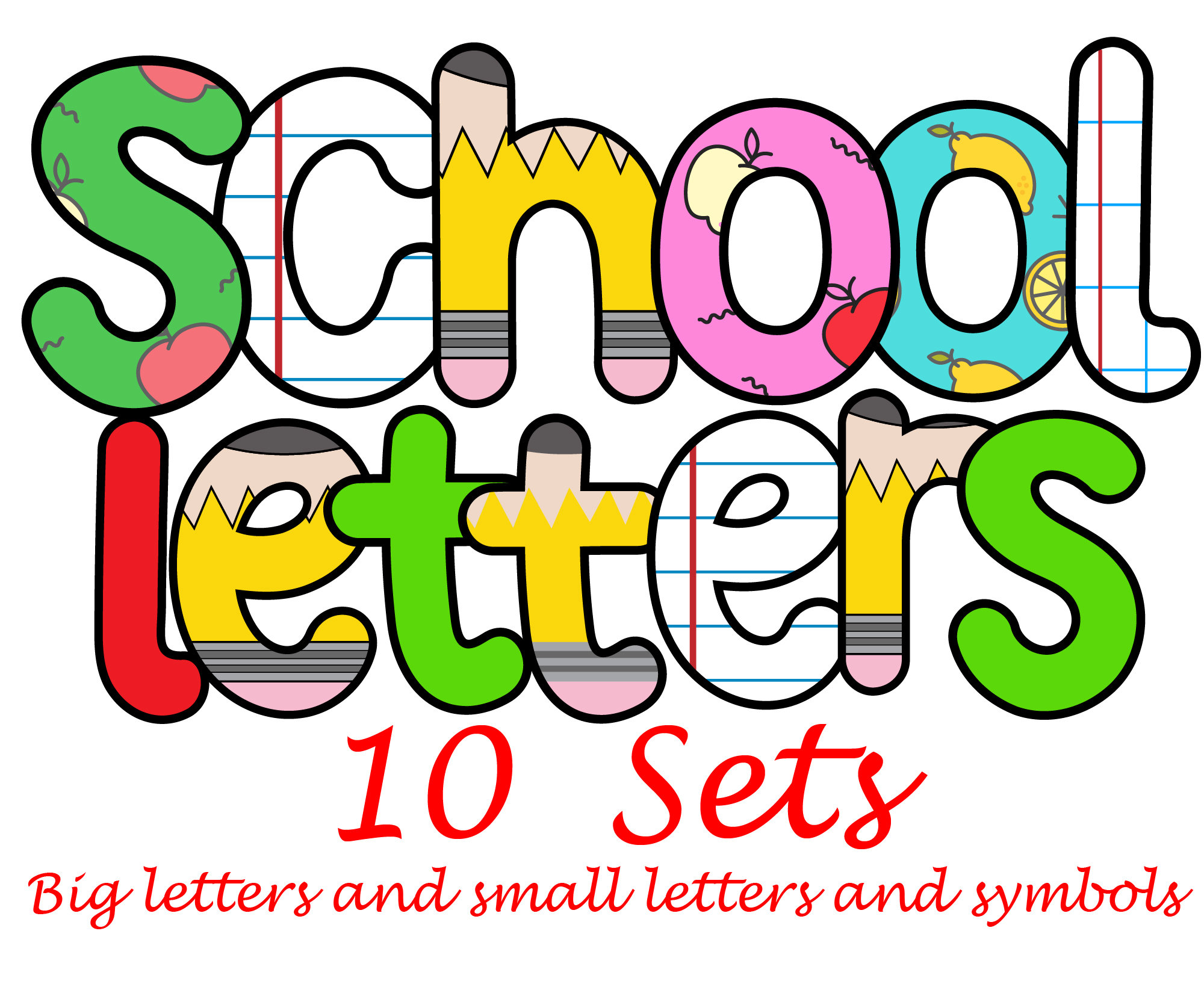 School Letters & Numbers PNG, Back to School PNG Letters, School ...